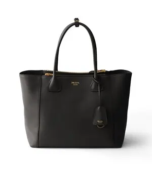 Prada Large Leather Tote Bag - Black