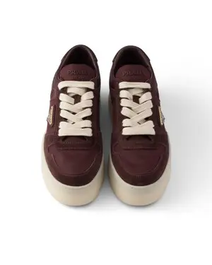 Prada Downtown Bold Re-nylon And Suede Sneakers