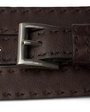 Prada Antiqued Leather Belt With Metal Buckle