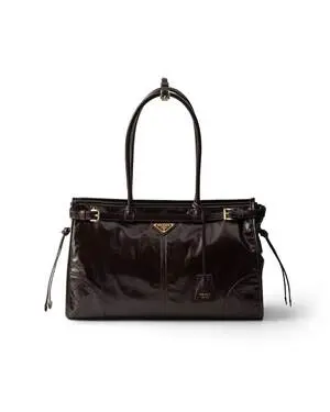 Prada Bonnie Large Leather Handbag - Brown