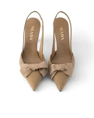 Prada Fabric Slingback Pumps With Bow Detailing