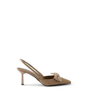 Prada Fabric Slingback Pumps With Bow Detailing