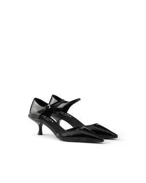 Prada Brushed Leather D'orsay Pumps With Buckle Detail - Black