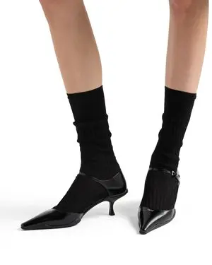 Prada Brushed Leather D'orsay Pumps With Buckle Detail