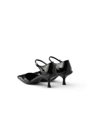 Prada Brushed Leather D'orsay Pumps With Buckle Detail