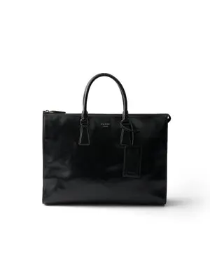 Prada Leather Tote Bag - Black