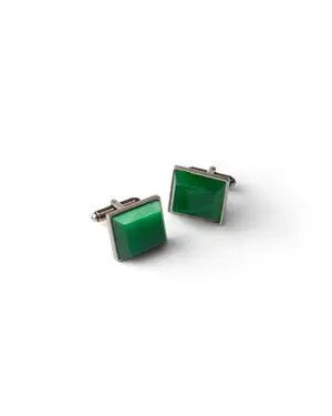 Prada Metal And Semi-precious Stone Square Cufflinks - Green
