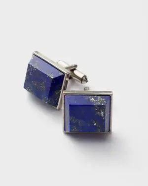 Prada Metal And Semi-precious Stone Cufflinks - Lapis