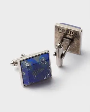 Prada Metal And Semi-precious Stone Cufflinks - Lapis