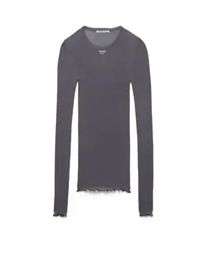 Prada Ribbed Knit Top - Grey