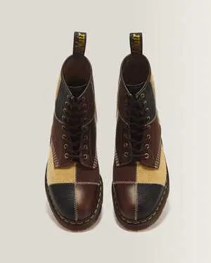 Dr. Martens 1460 Patchwork Lace Up Leather And Nubuck Boots