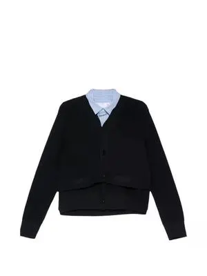 Sacai Layered-design V-neck Cardigan - Black