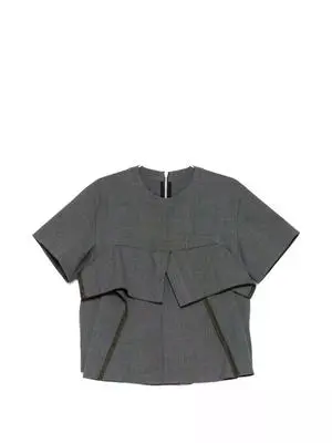 Sacai Ruffled Short-sleeve Top - Grey