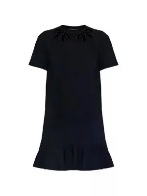 Valentino Garavani Velvet Bow Appliqué Knitted Mini Dress