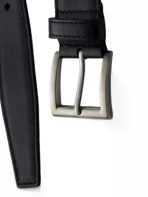 Prada Leather Belt With Engraved Logo Buckle - Black