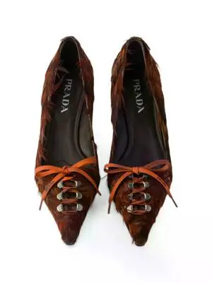 Prada Feather-embellished Satin Pumps