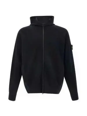Stone Island Zip-up Hoodie - Black