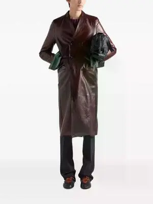 Prada Double-breasted Nappa Leather Coat