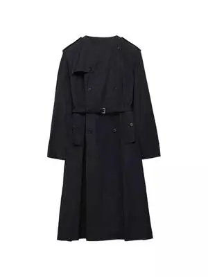 Prada Double-breasted Belted Coat - Blue
