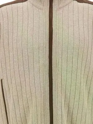 Paul & Shark Ribbed-knit Suede-panel Cardigan