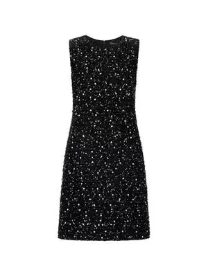 Oscar De La Renta Sequin-embellished Tweed Shift Mini Dress - Black