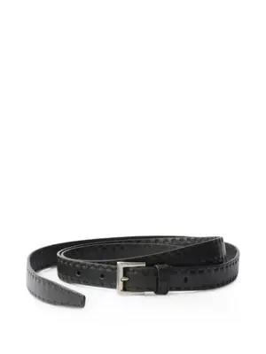 Prada Antiqued Leather Belt - Black