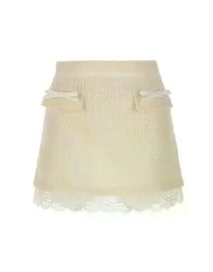 SELF-PORTRAIT Mini Lace-hem Bouclé Skirt