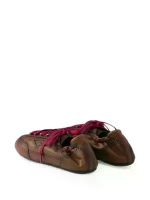 Prada Collapse Antiqued Nappa-leather Sneakers With Hooks - Brown