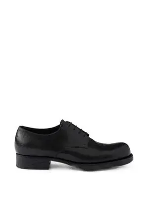 Prada Antiqued Leather Lace-up Shoes - Black