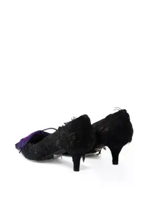 Prada Feather-embellished Satin Pumps