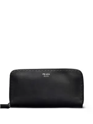 Prada Antiqued-leather Wallet - Black