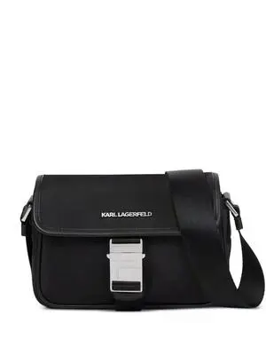 Karl Lagerfeld K/nylon Buckle Messenger Bag - Black