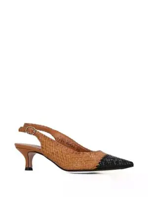 LA ROSE Carol Woven Slingback Pumps