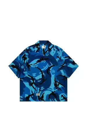 AAPE BY *A BATHING APE Short-sleeve Button-down Shirt - Blue