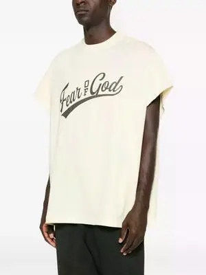 Fear Of God Cut Off 90s Logo-print Cap-sleeve T-shirt - Yellow