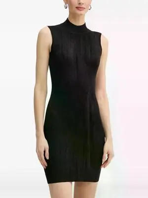 Armani Exchange Sleeveless High Neck Ribbed Knit Midi Dress