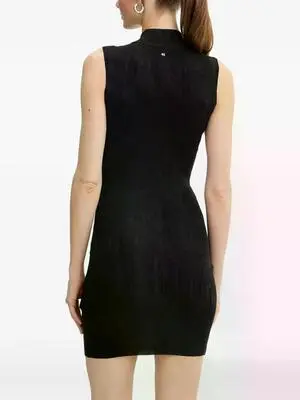 Armani Exchange Sleeveless High Neck Ribbed Knit Midi Dress