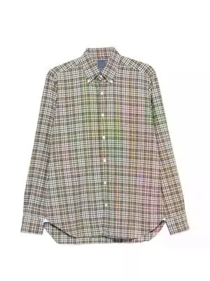 BARBA NAPOLI Check-pattern Button-down Shirt - Neutrals