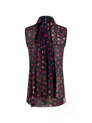 Adam Lippes Swayze Polka-dot Scarf-neck Top - Blue