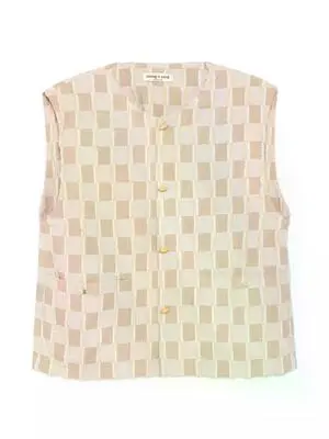 YOUNG N SANG Check-pattern Button-up Gilet
