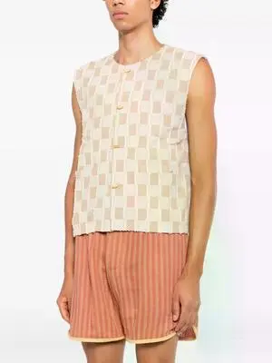 YOUNG N SANG Check-pattern Button-up Gilet