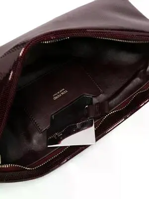 TOM FORD Sequin Embellished Clutch Bag With Leather Trim - Red