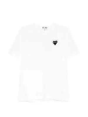 Play Comme Des Garcon Crystal-embellished Heart-patch T-shirt - White