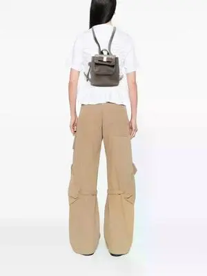 FERRAGAMO 20th Century Suede Vara Bow Flap Drawstring Backpack - Grey