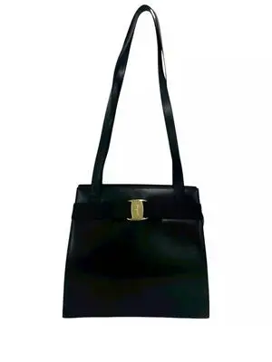 FERRAGAMO 2010-2026 Leather Vara Tote Bag - Black
