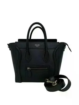 Celine 2015 Nano Drummed Calfskin Luggage Tote Bag - Black