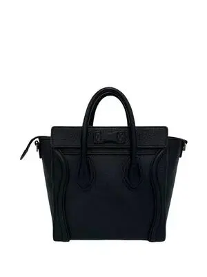 Celine Nano Drummed Calfskin Luggage Tote Bag - Black
