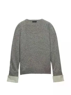 Prada Shetland Wool Scoop-neck Sweater With Removable Cuffs - Grey