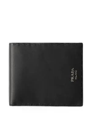 Prada Antiqued-leather Wallet - Black