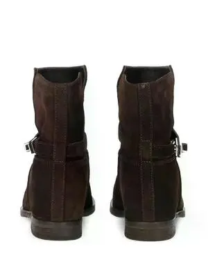 VIA ROMA 15 Suede Ankle Boots With Buckle Detail